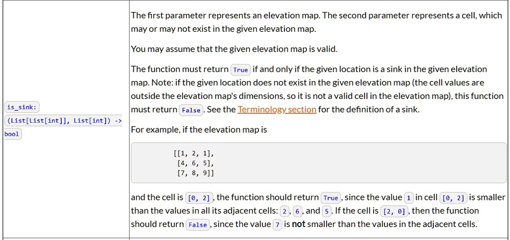 SOLVED: The first parameter represents an elevation map. The second parameter represents a cell ...
