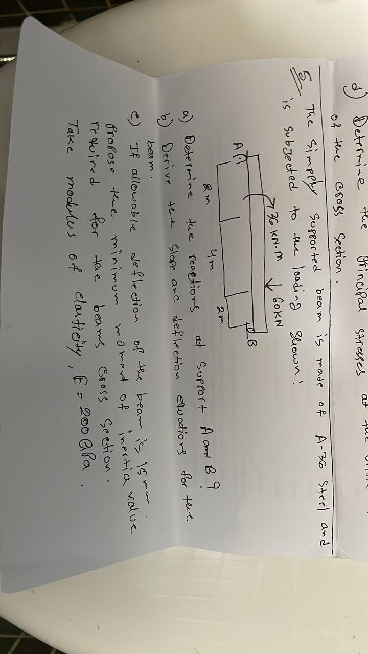d determine the orincipal stresses at of the cross section 5 the ...