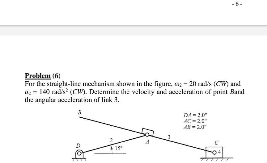 SOLVED: Problem: For the straight-line mechanism shown in the figure, Ï ...