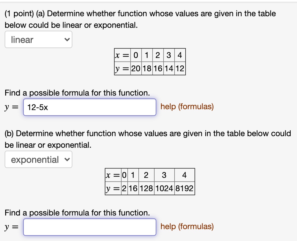 SOLVED 1 Point a Determine Whether Function Whose Values Are Given 