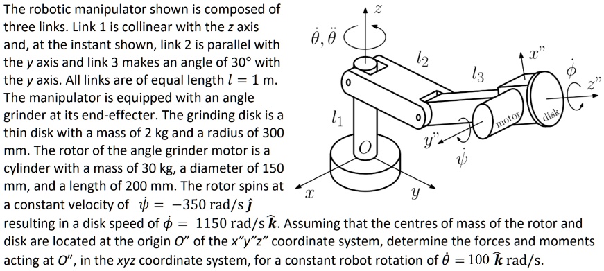 SOLVED: The robotic manipulator shown is composed of three links.Link 1 ...