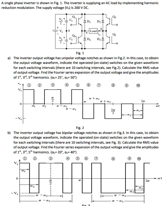 SOLVED: A single phase inverter is shown in Fig. 1. The inverter is supplying an AC load by ...