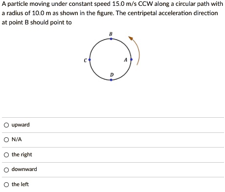 SOLVED: A particle moving under constant speed 15.0 m/s CCW along circular path with radius of ...