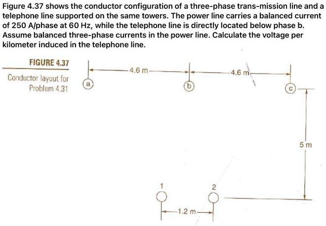 Figure 4.37 shows the conductor configuration of a three-phase ...