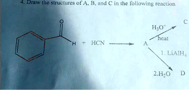 4. Draw the structures of A, B, and C in the following reaction C H3O ...