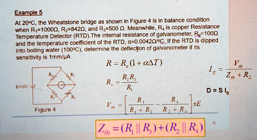 Example 5 At 20°C, the Wheatstone bridge as shown in Figure 4 is in ...