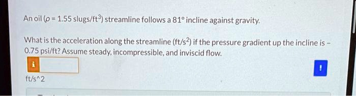 SOLVED: An oil with a density of 1.55 slugs/ft3 flows along a ...