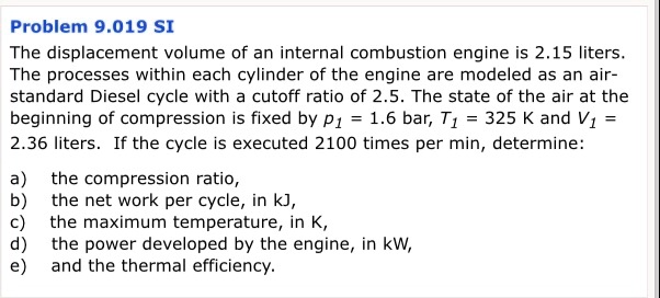 SOLVED: Problem 9.019SI The displacement volume of an internal ...