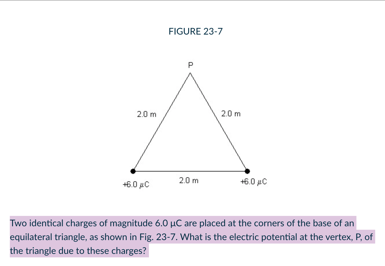 FIGURE 23-7 Two identical charges of magnitude 6.0 μC are placed at the ...