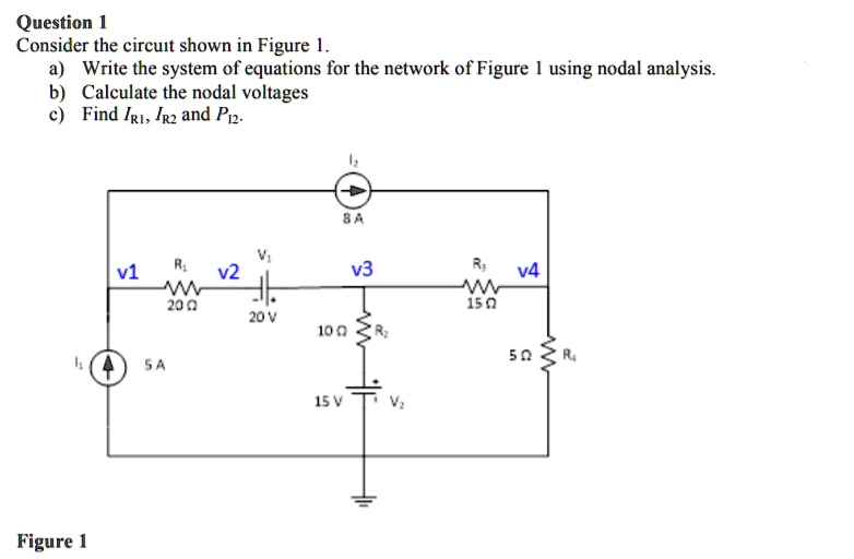 SOLVED: Question 1: Consider the circuit shown in Figure 1. a) Write the system of equations for ...