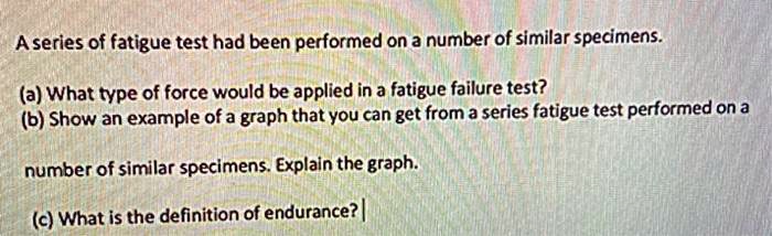 A series of fatigue test had been performed on a number of...