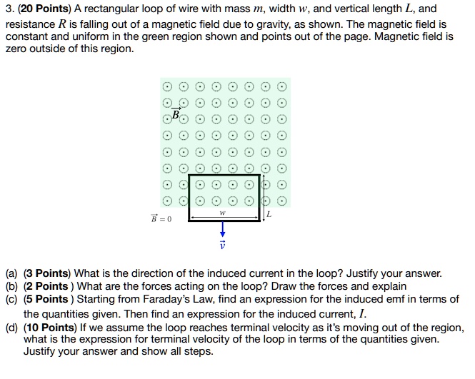 [GET ANSWER] 3. (20 Points) A rectangular loop of wire with mass m, width w, and vertical length ...