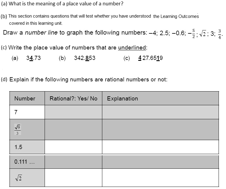 a what is the meaning of a place value of a number b this section ...