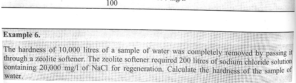 Example 6. The hardness of 10,000 litres of a sample of...
