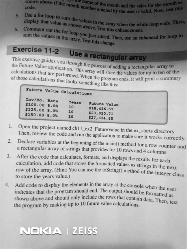 Solved Exercise 11 2 Tow Code 6 Sum The Values In The Array Test 3589