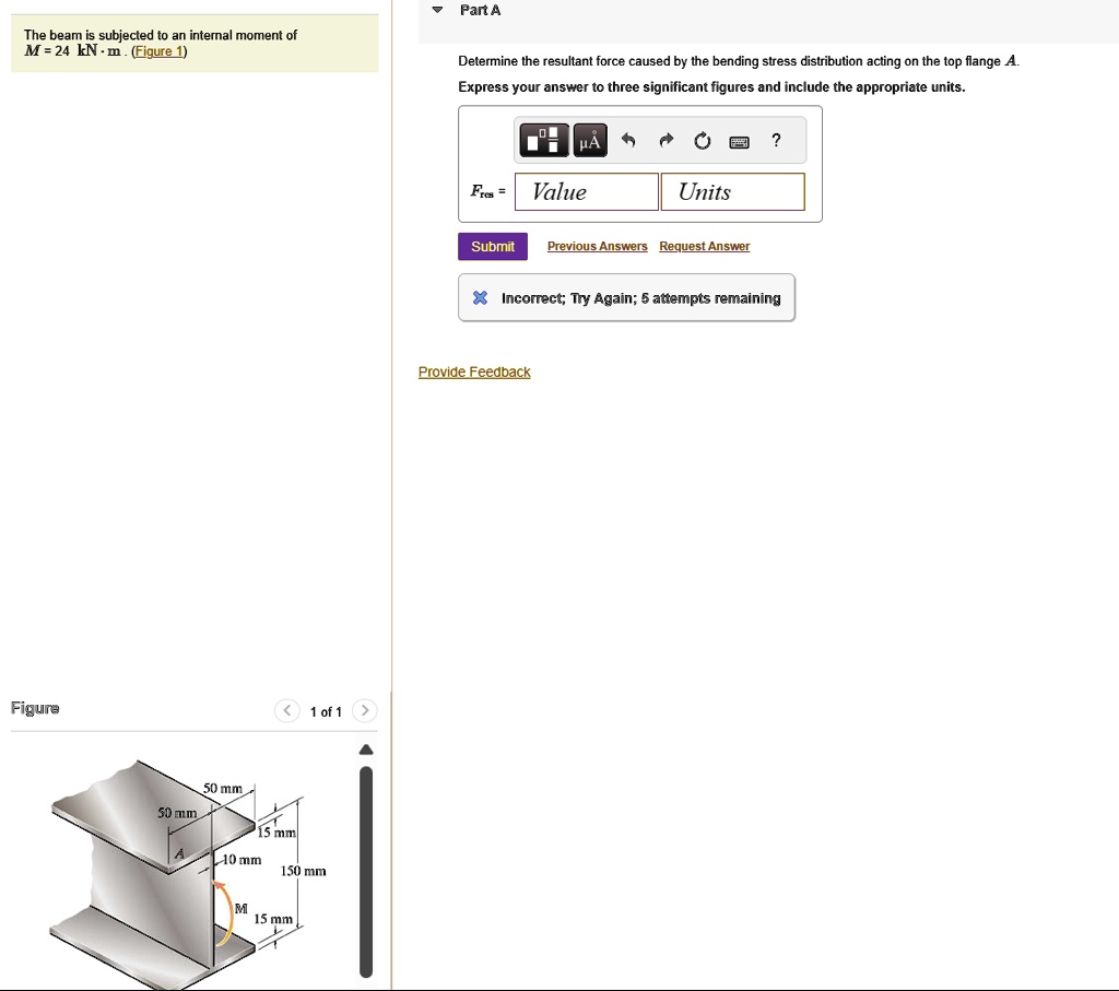the beam is subjected to an internal moment of m 24 text kn cdot textm ...