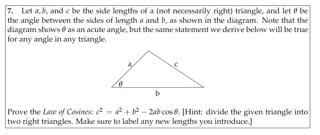 SOLVED: Let a,b, and be the side lengths of a (not necessarily right ...