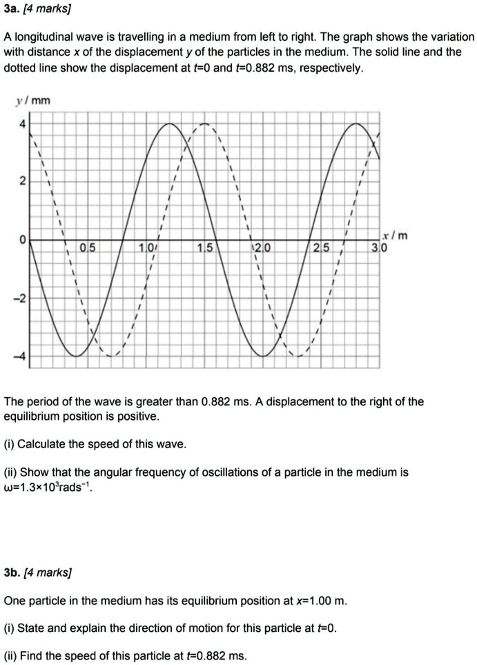 3a 4 marks a longitudinal wave is travelling in a medium from left to ...
