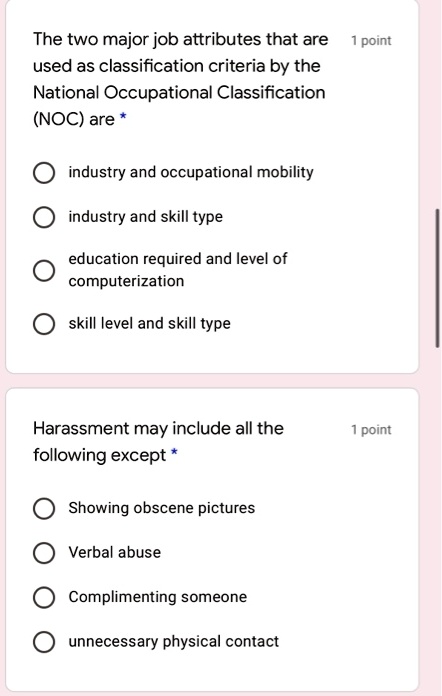 SOLVED: The two major job attributes that are used as classification ...