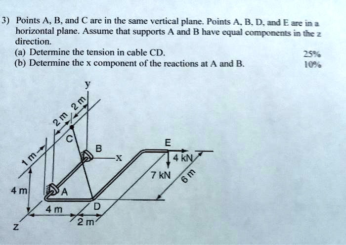 3) Points A, B, and C are in the same vertical plane. Points A, B, D ...