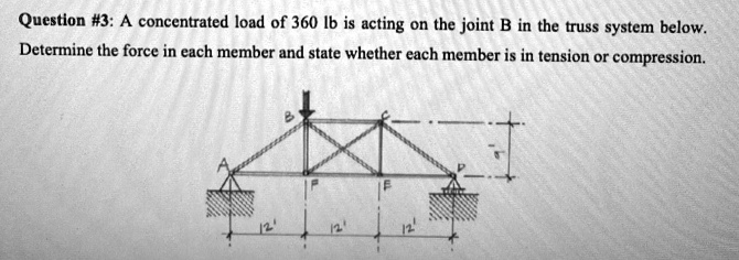 SOLVED: Question #3: A concentrated load of 360 lb is acting on the ...