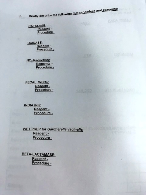 CATALASE: Reagent - Procedure OXIDASE: Reagent - Procedure NO Reduction ...