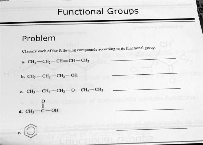 Solved Functional Groups Problem Classify Each Of The Following