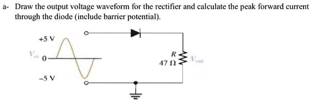 SOLVED: 7- Draw the output voltage waveform for the rectifier and calculate the peak forward ...