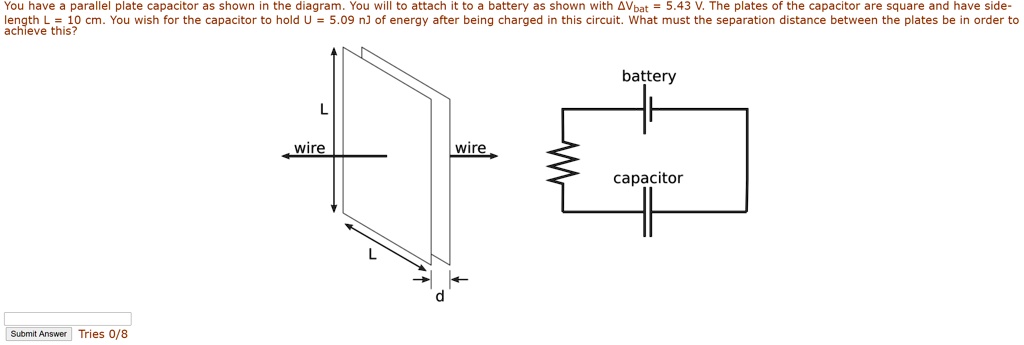 SOLVED: You have parallel plate capacitor as shown in the dlagram; You ...