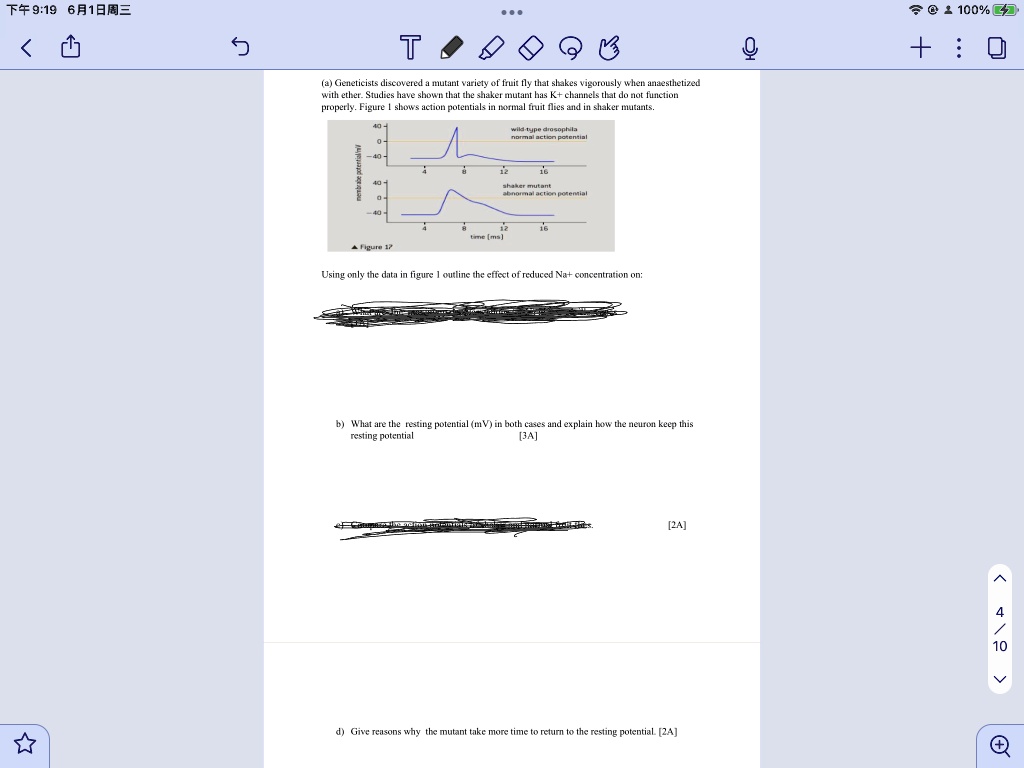 (a) Geneticists discovered a mutant variety of fruit fly that shakes ...