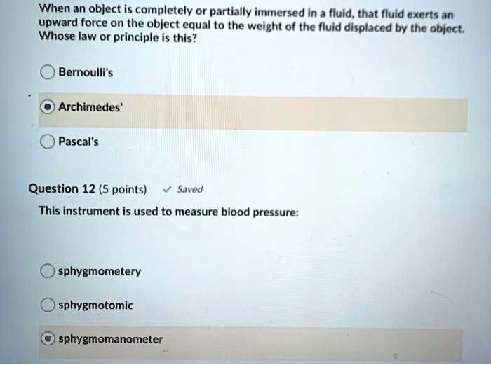 SOLVED: When an object is completely or partially immersed in a fluid ...