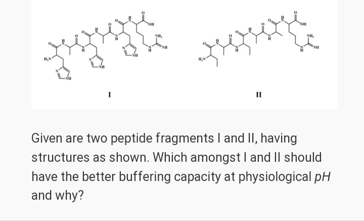 I II Given are two peptide fragments I and II, having structures as ...