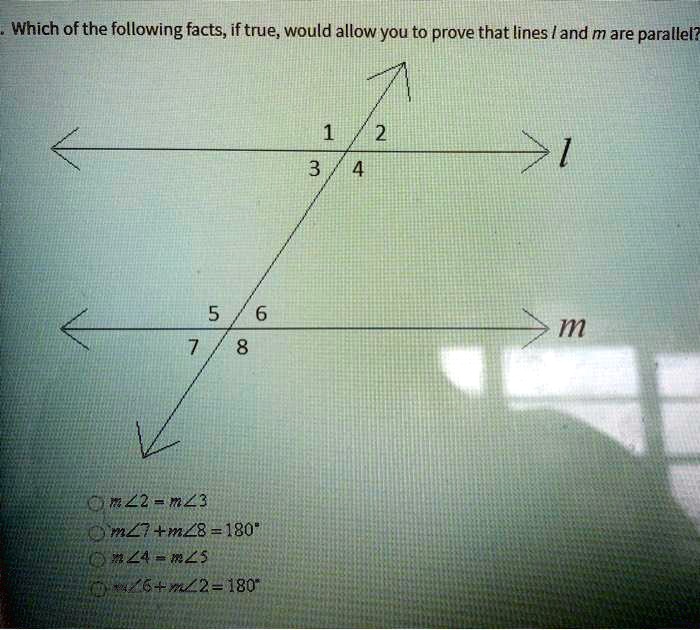 which of the following facts iftrue would allow you to prove that lines ...