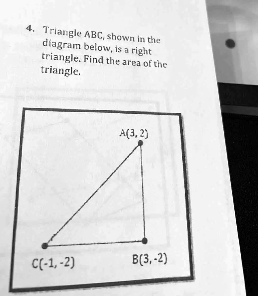 SOLVED: 4 Triangle ABC, shown diagram in the below, is a right triangle: Find the area of the ...