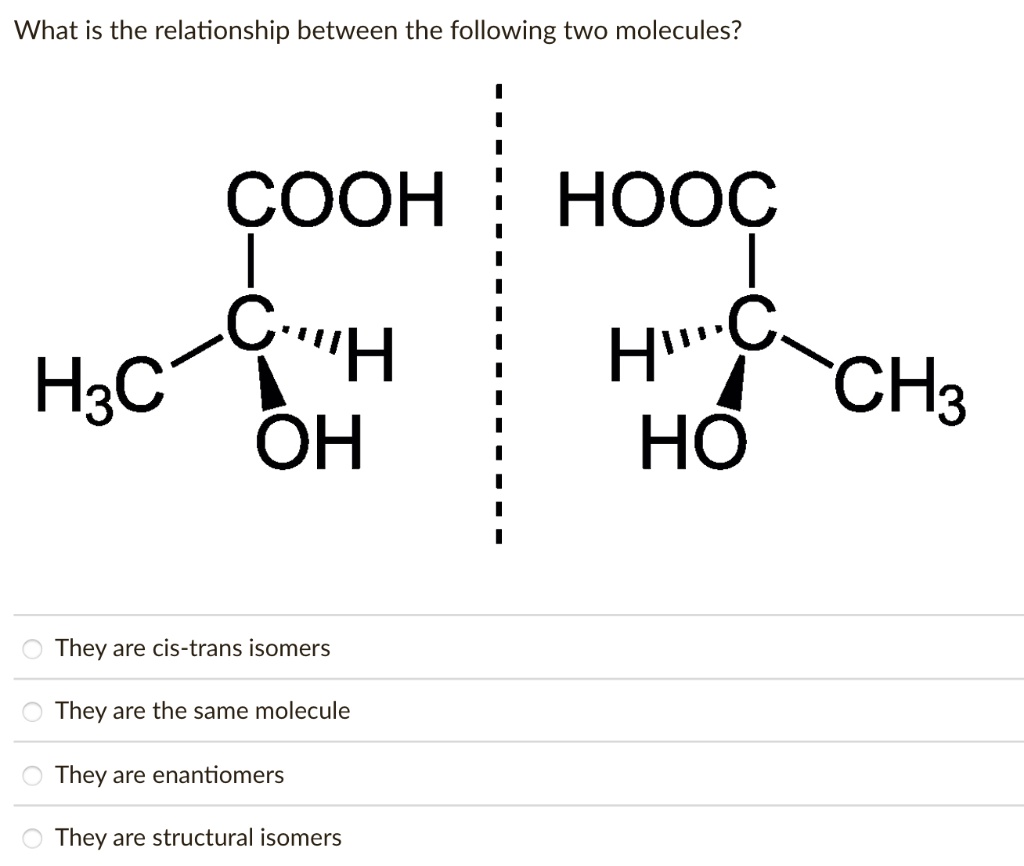 what is the relationship between the following two molecules cooh hooc gh h3c oh hc ch3 ho they ...