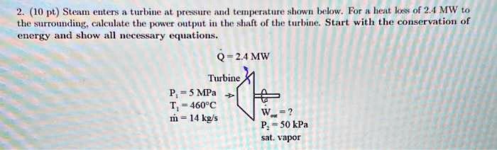 2. (10 pt) Steam enters a turbine at pressure and temperature shown ...