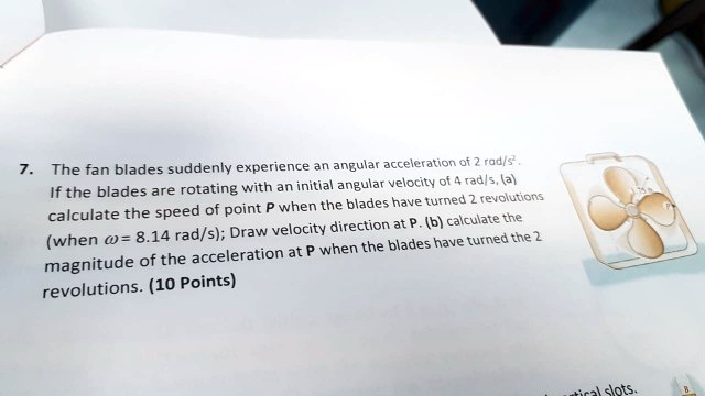 SOLVED: 7. The fan blades suddenly experience an angular acceleration ot 2 rad/s If the blades ...