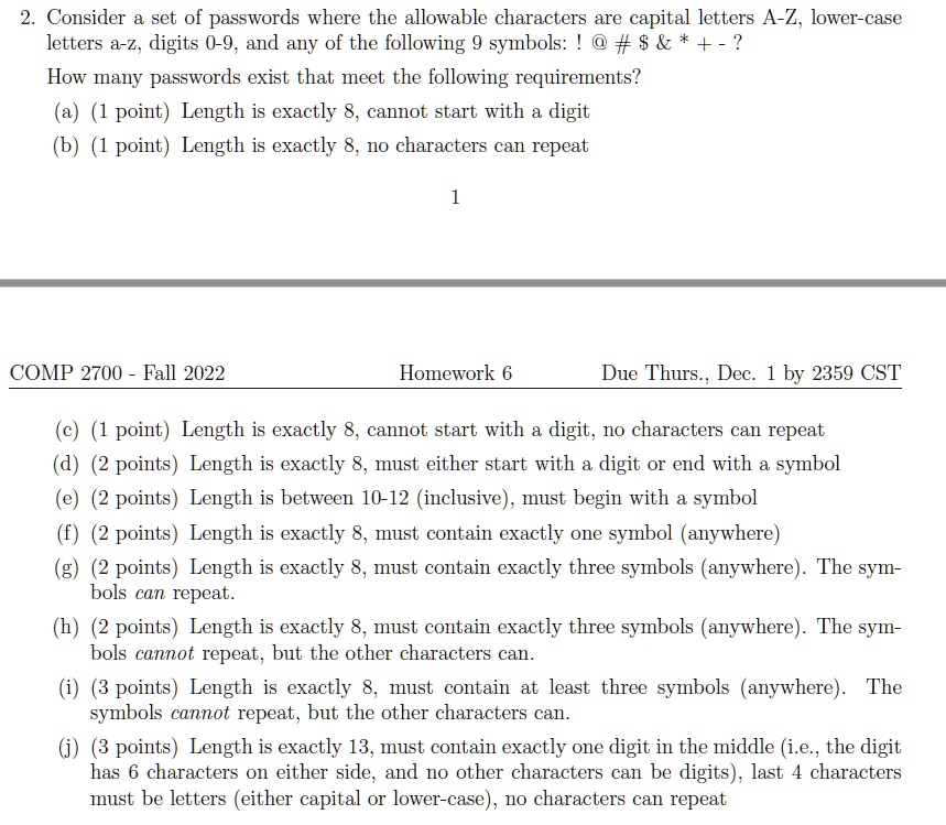 2 consider a set of passwords where the allowable characters are ...