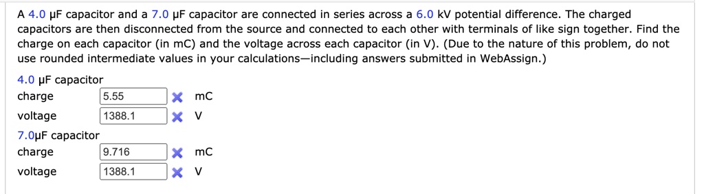 SOLVED: A 4.0 UF capacitor and a 7.0 UF capacitor are connected in ...