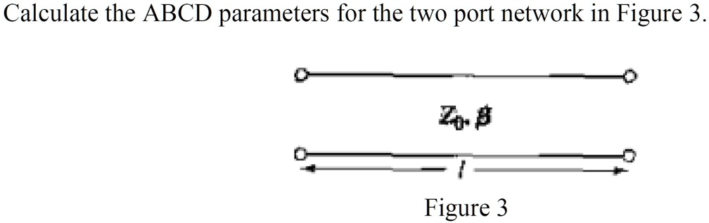 SOLVED: Calculate the ABCD parameters for the two port network in Figure 3 Figure 3