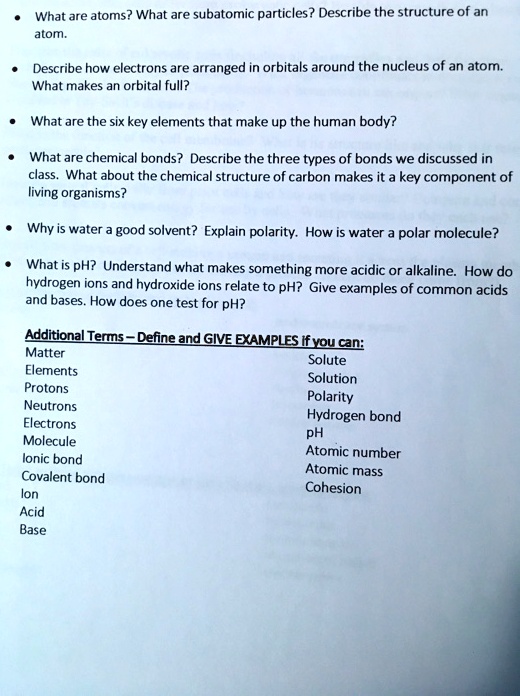 What Are Atoms What Jre Subatomic Particles Describe The Structure Of An Alom Describe How