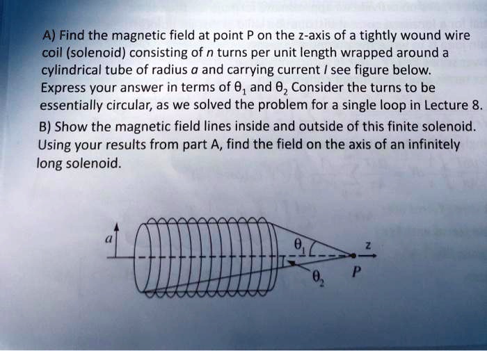 SOLVED: A) Find the magnetic field at point P on the z-axis of a tightly wound wire coil ...