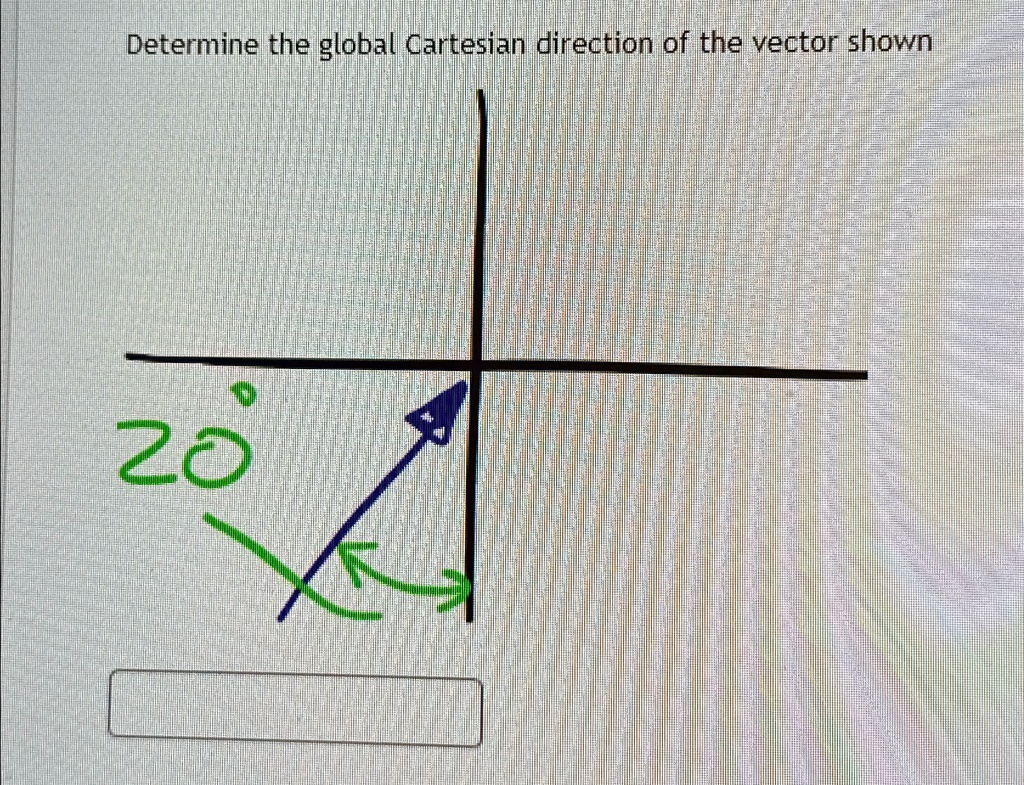 Determine the global Cartesian direction of the vector shown.