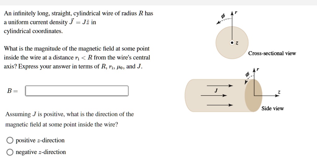 SOLVED: An infinitely long; straight; cylindrical wire of radius R has ...