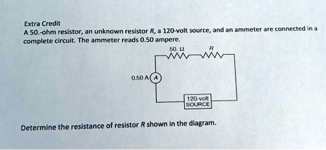 extra credit a 50 ohm resistor an unknown resistor r j 120 volt source and an ammeter jne ...