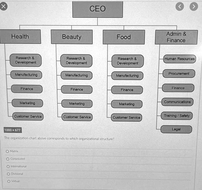 VIDEO solution: 1000677 The organization chart above corresponds to ...