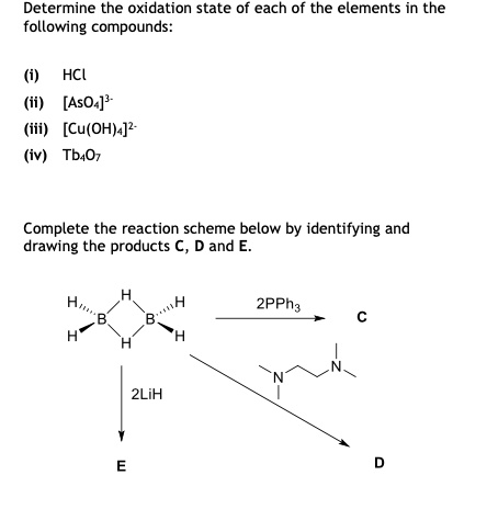 determine the oxidation state of each of the elements in the following ...