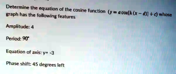 Determine the equation of the cosine function graph that has the ...