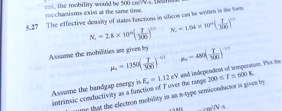 SOLVED: In the text, the mobility would be 500 cm/V. Multiple ...