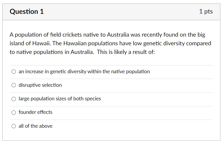 SOLVED: A population of field crickets native to Australia was recently ...